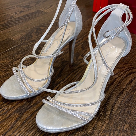 Jessica Simpson | Shoes | Jessica Simpson Silver Sparkle Heel | Poshmark
